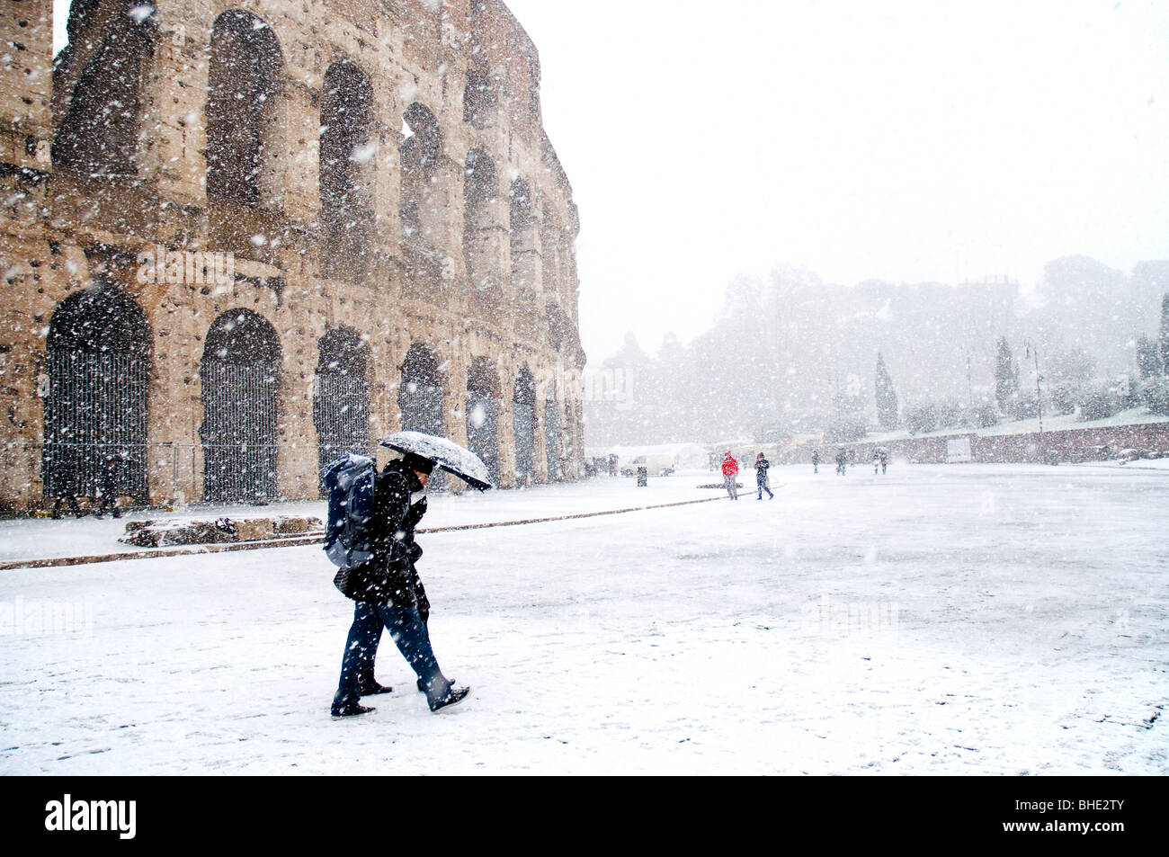 The Colosseum under heavy snow, Rome Italy Stock Photo - Alamy