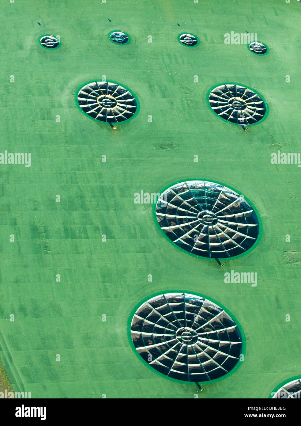Aerial view of golf driving range Stock Photo - Alamy