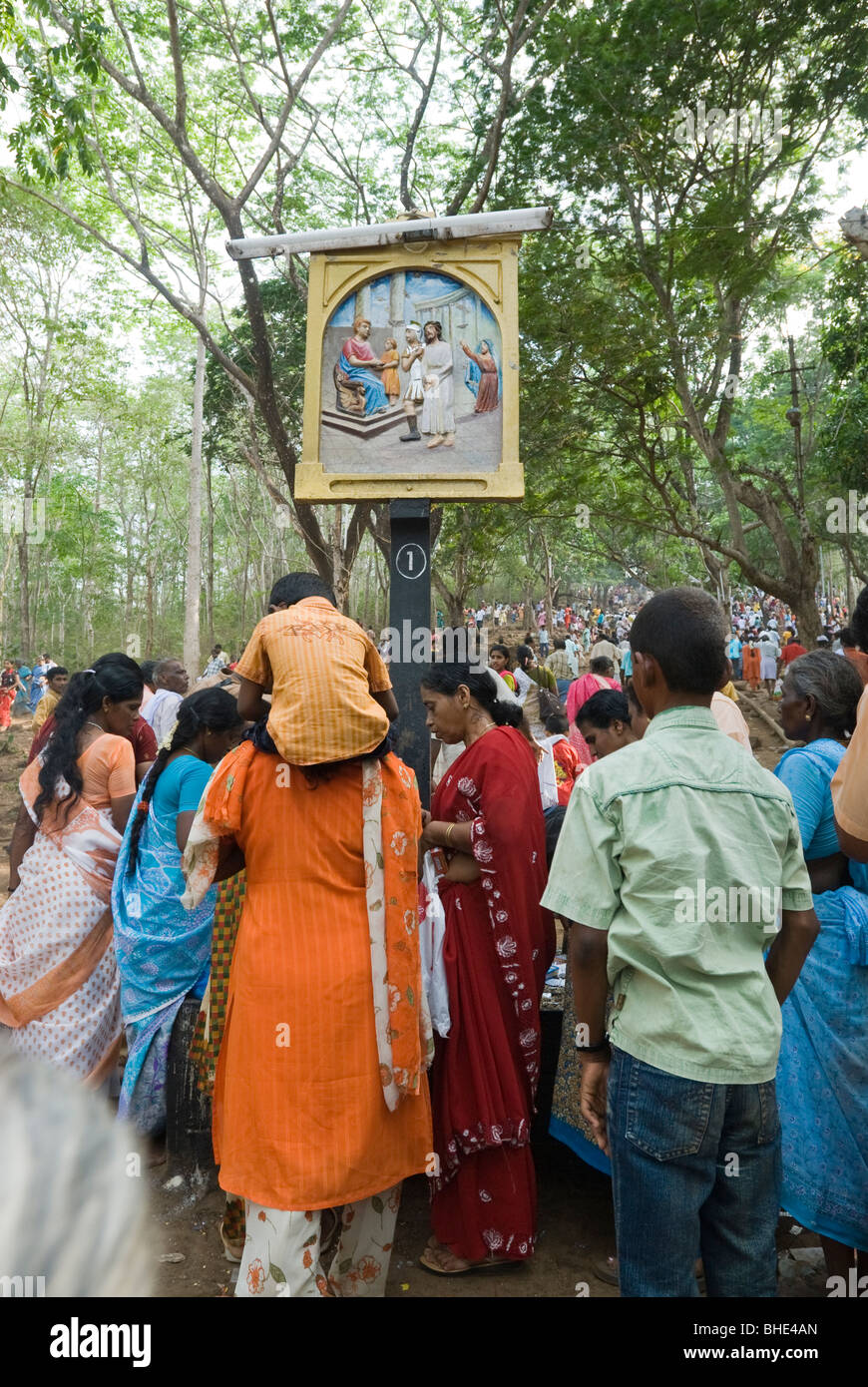 One of fourteen stations of way of cross of Jesus Christ in Malayattur ...