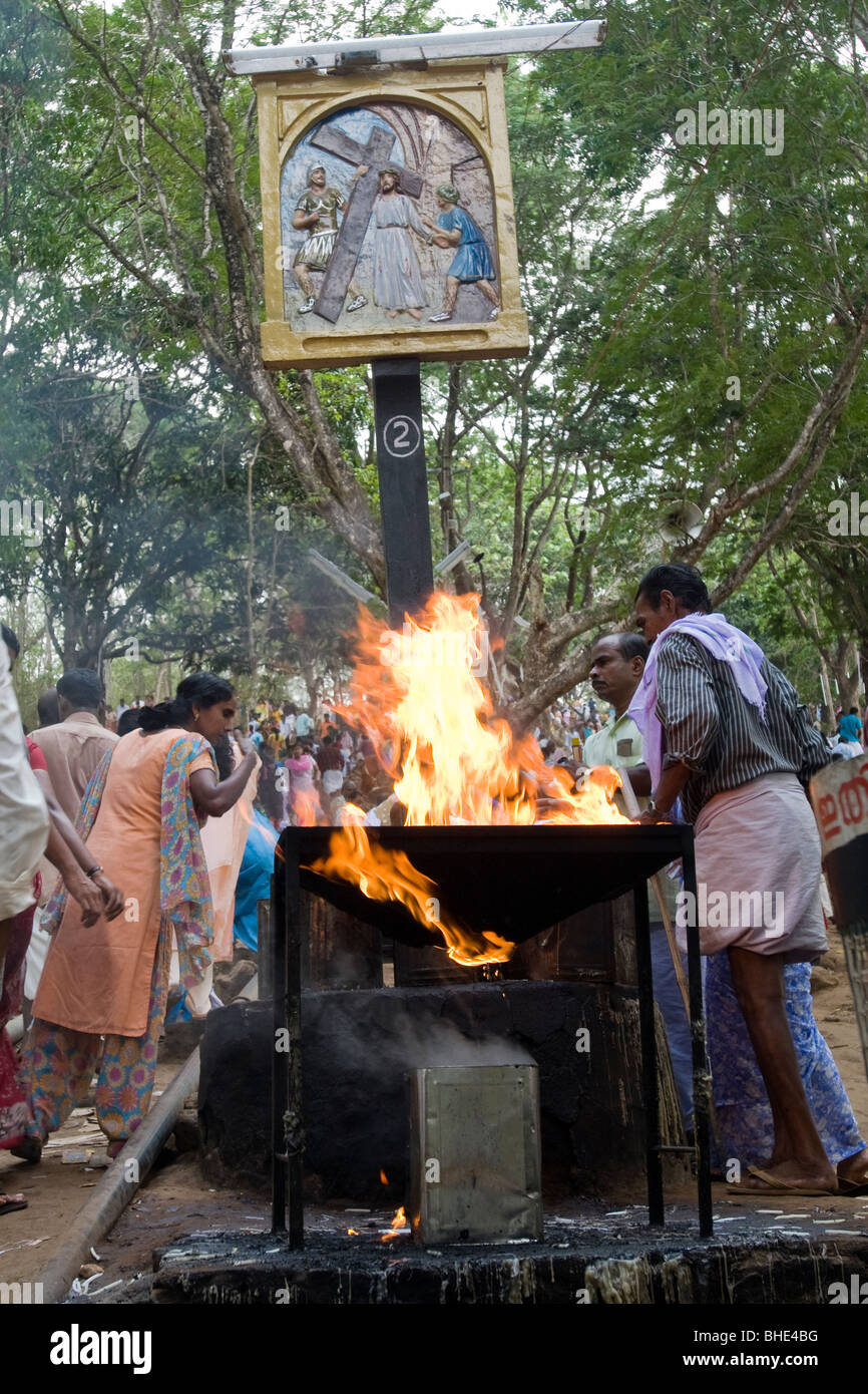 One of fourteen stations of way of cross of Jesus Christ in Malayattur ...