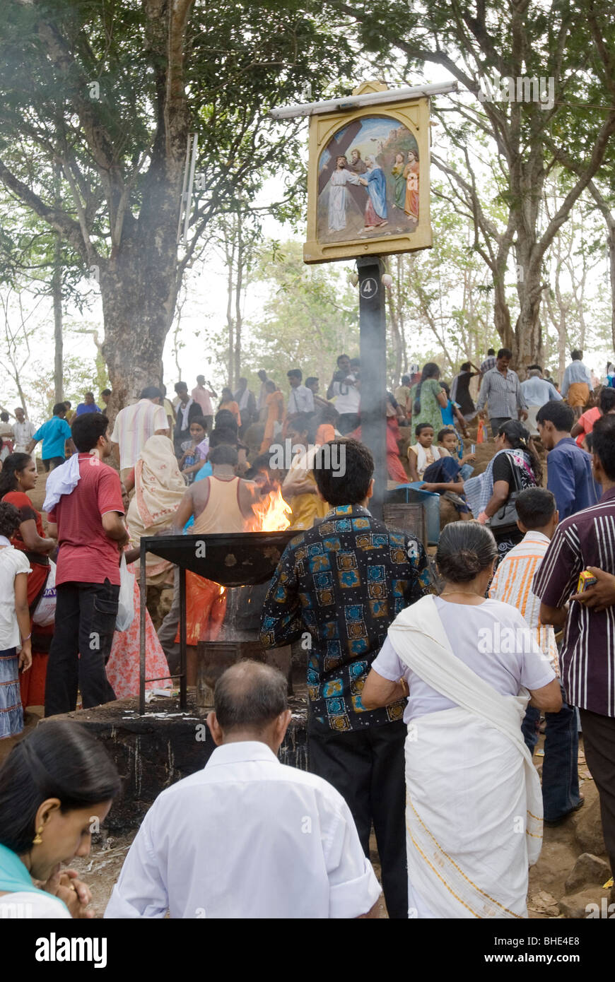 One of fourteen stations of way of cross of Jesus Christ in Malayattur ...