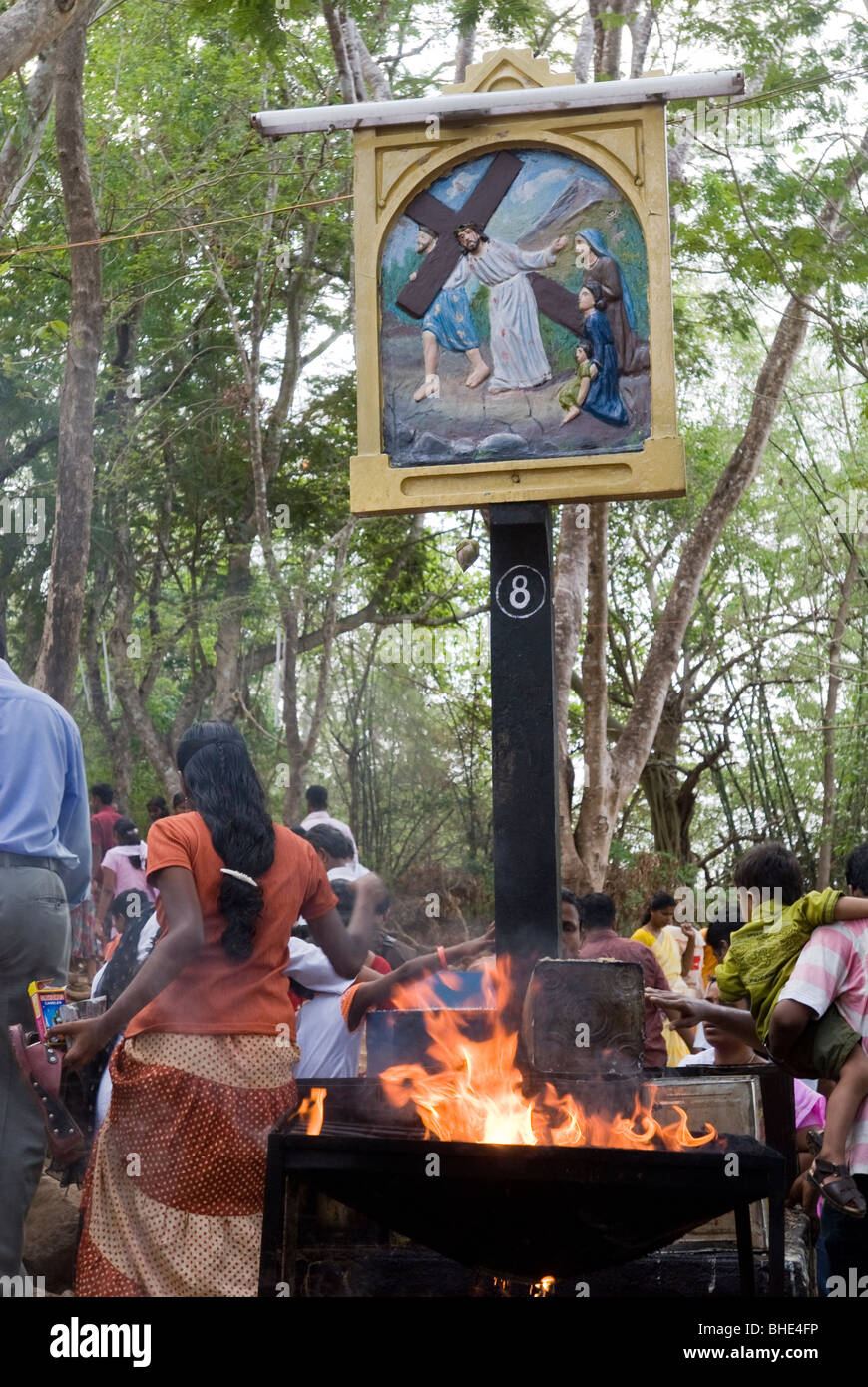 One of fourteen stations of way of cross of Jesus Christ in Malayattur ...