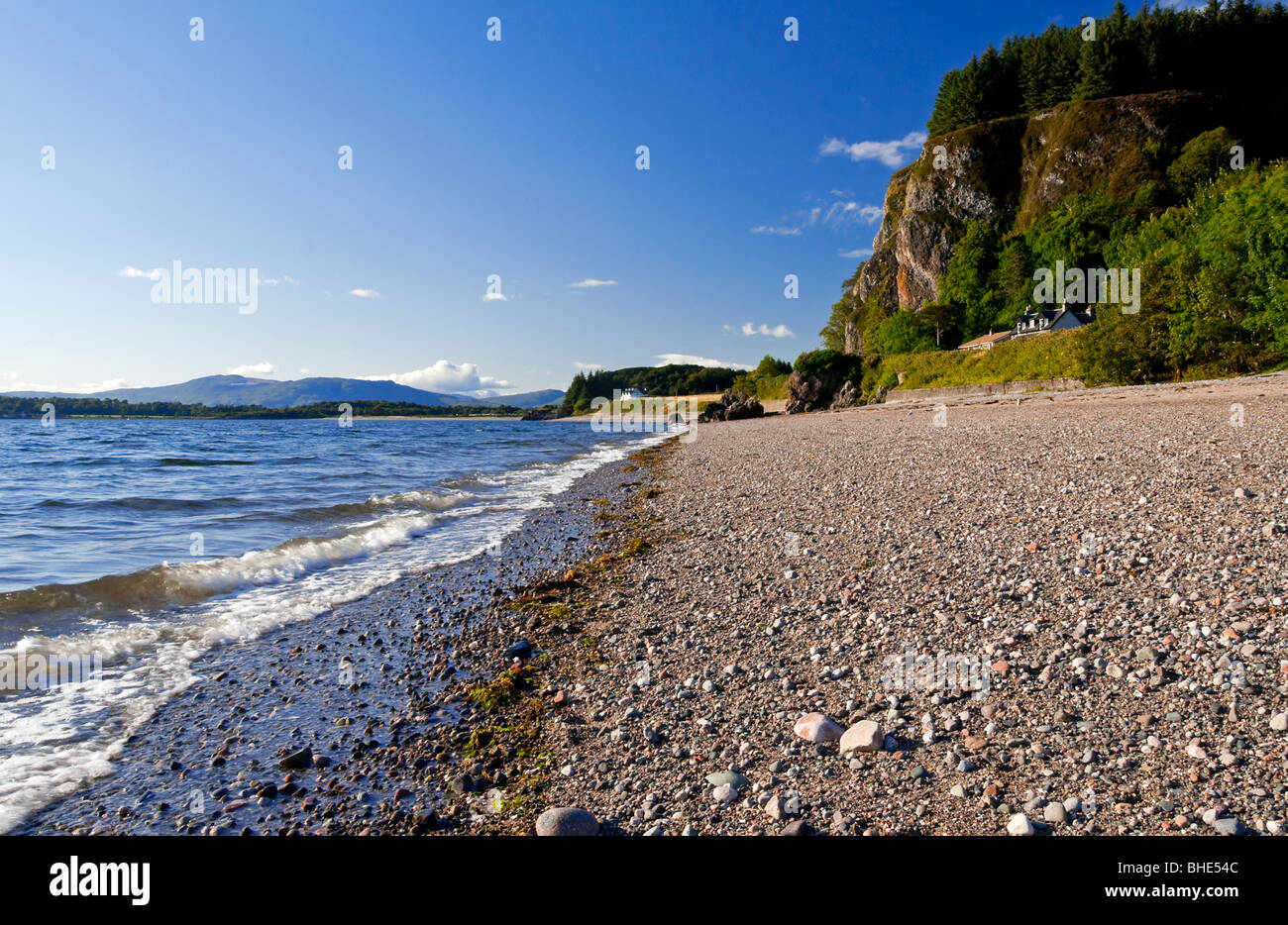 Beach at North Ledaig near Oban Argyll in Scotland showing Ardmucknish ...