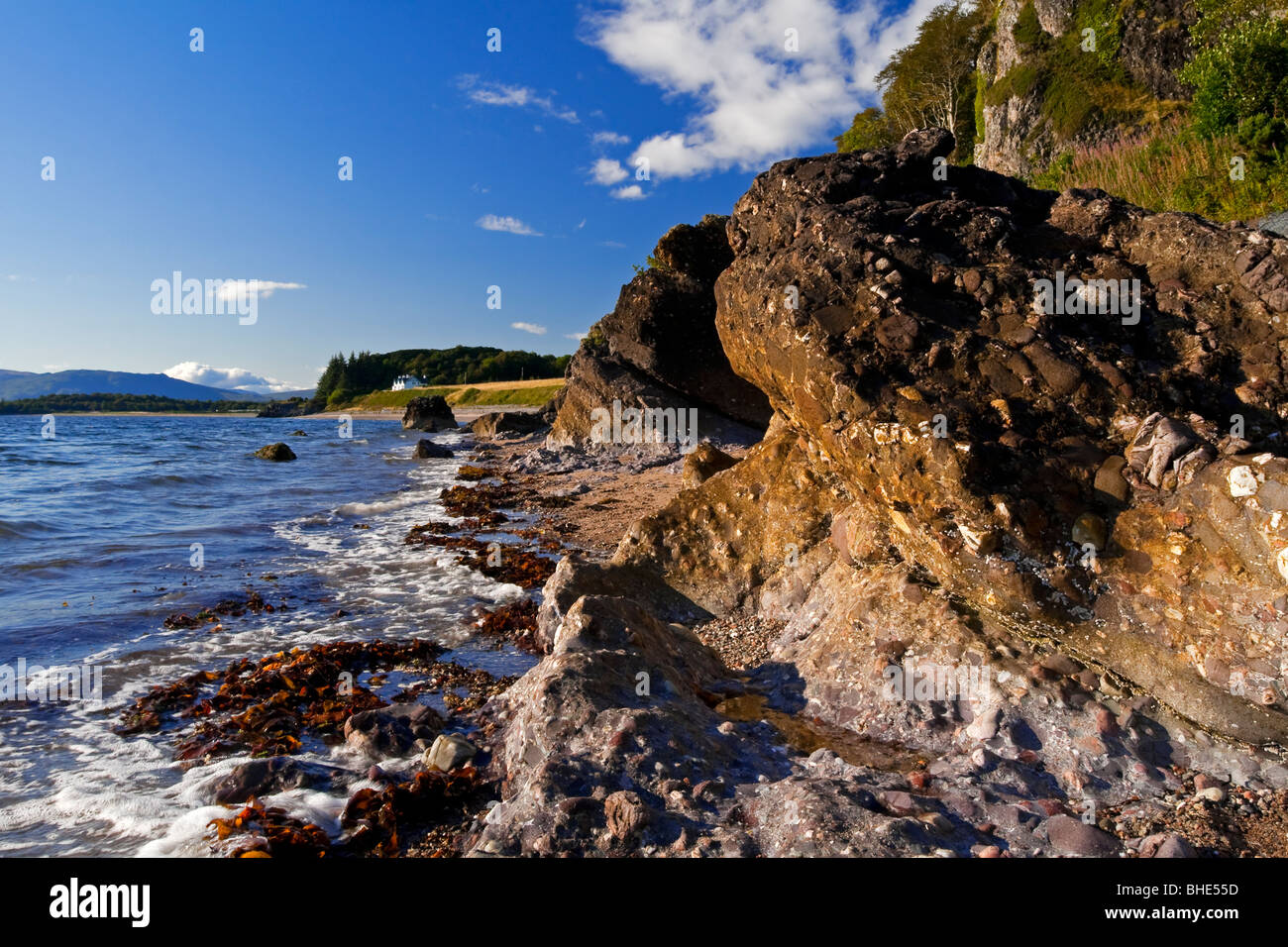 Beach at North Ledaig near Oban Argyll in Scotland showing Ardmucknish ...