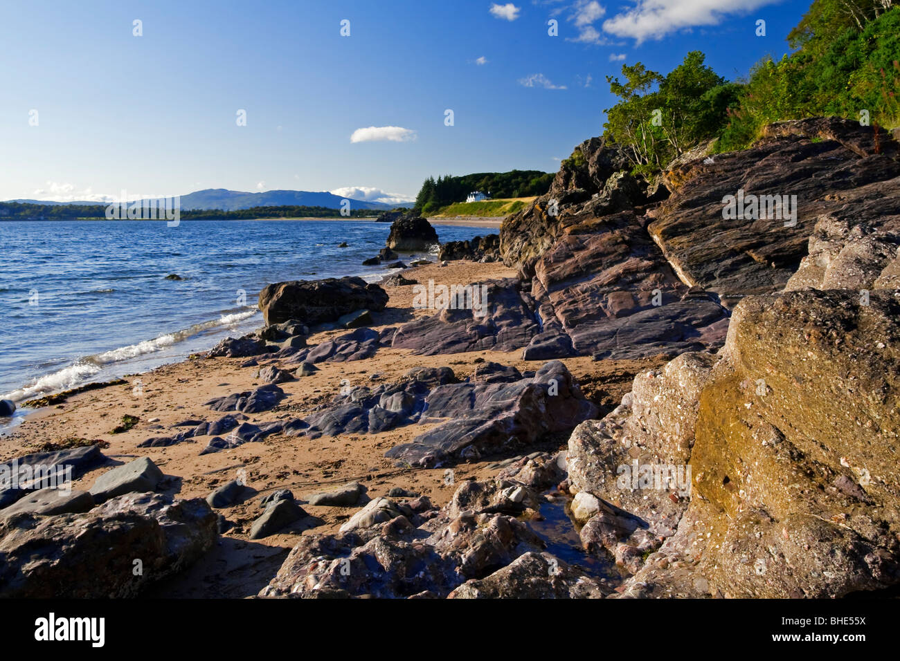 Beach at North Ledaig near Oban Argyll in Scotland showing Ardmucknish ...