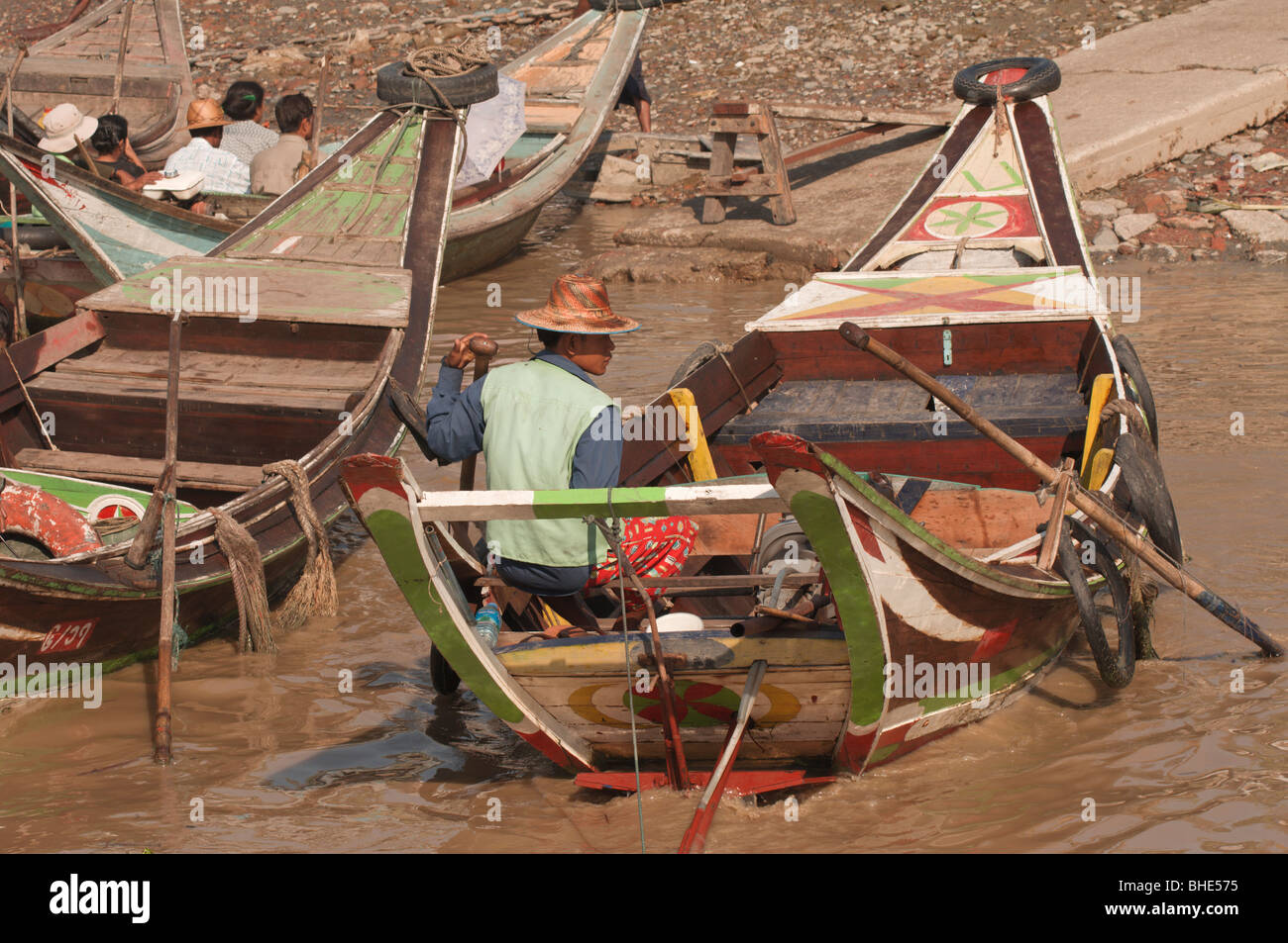 River life along the Rangoon –Yangon river, Burma – Myanmar Stock Photo ...