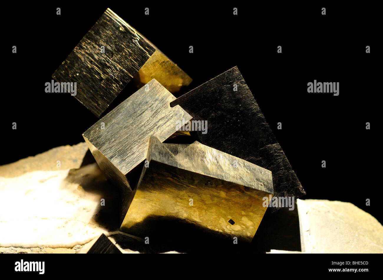 Pyrite crystals, iron sulfate FeS2 Stock Photo - Alamy
