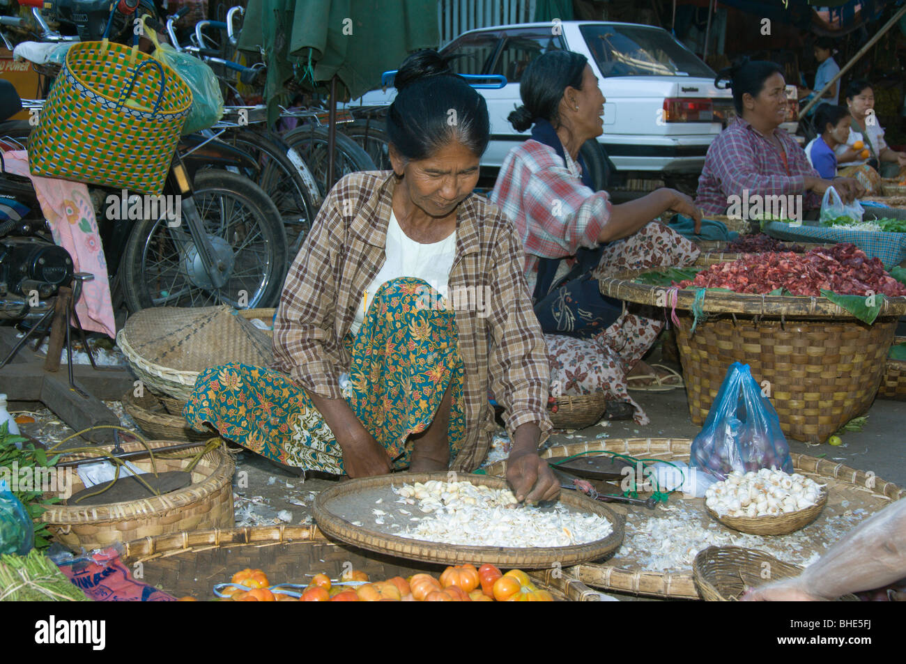 People in the vegetable market, Mandalay, Burma, Myanmar Stock Photo ...
