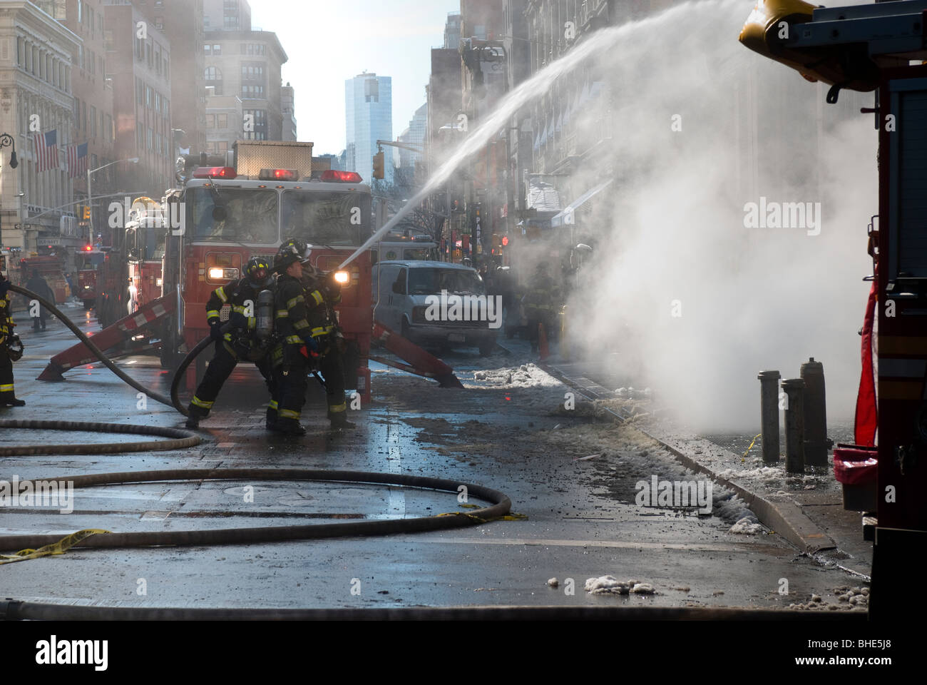 FDNY firefighters at the scene of a transformer fire on Sixth Avenue in ...