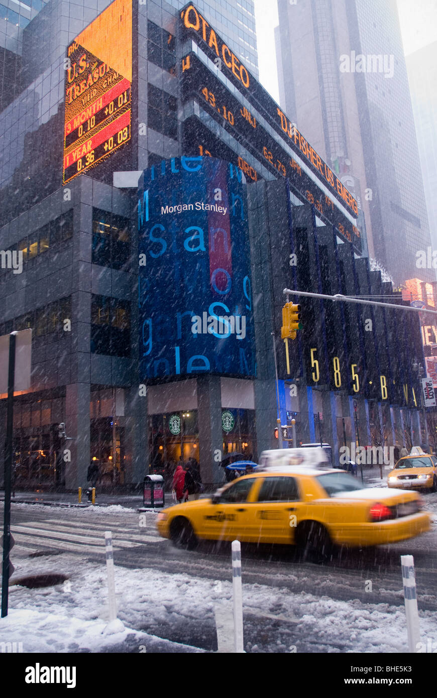 Morgan Stanley headquarters in Times Square in New York during a ...