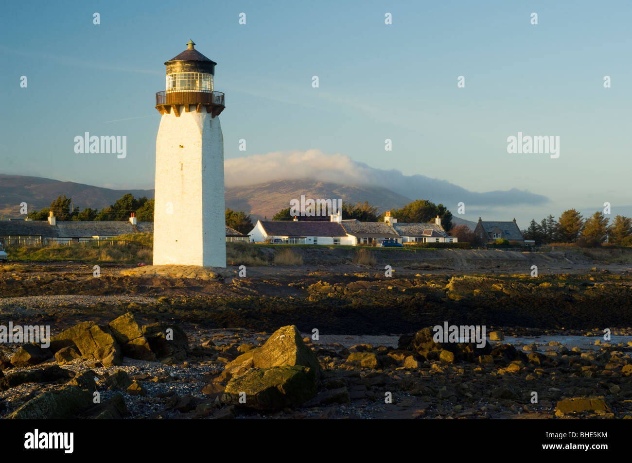 Southerness Point, village and lighthouse on shore of the Solway, with ...