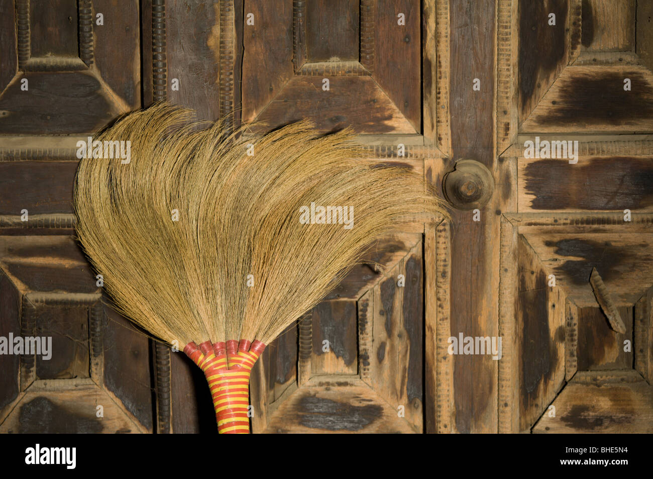 Broom, Monastery Shwe In Bin Kyaung, Mandalay, Burma, Myanmar Stock ...