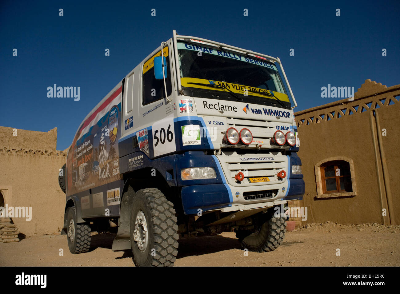 Desert racing truck at the Yasmina Hotel training for the Dakar Rally ...