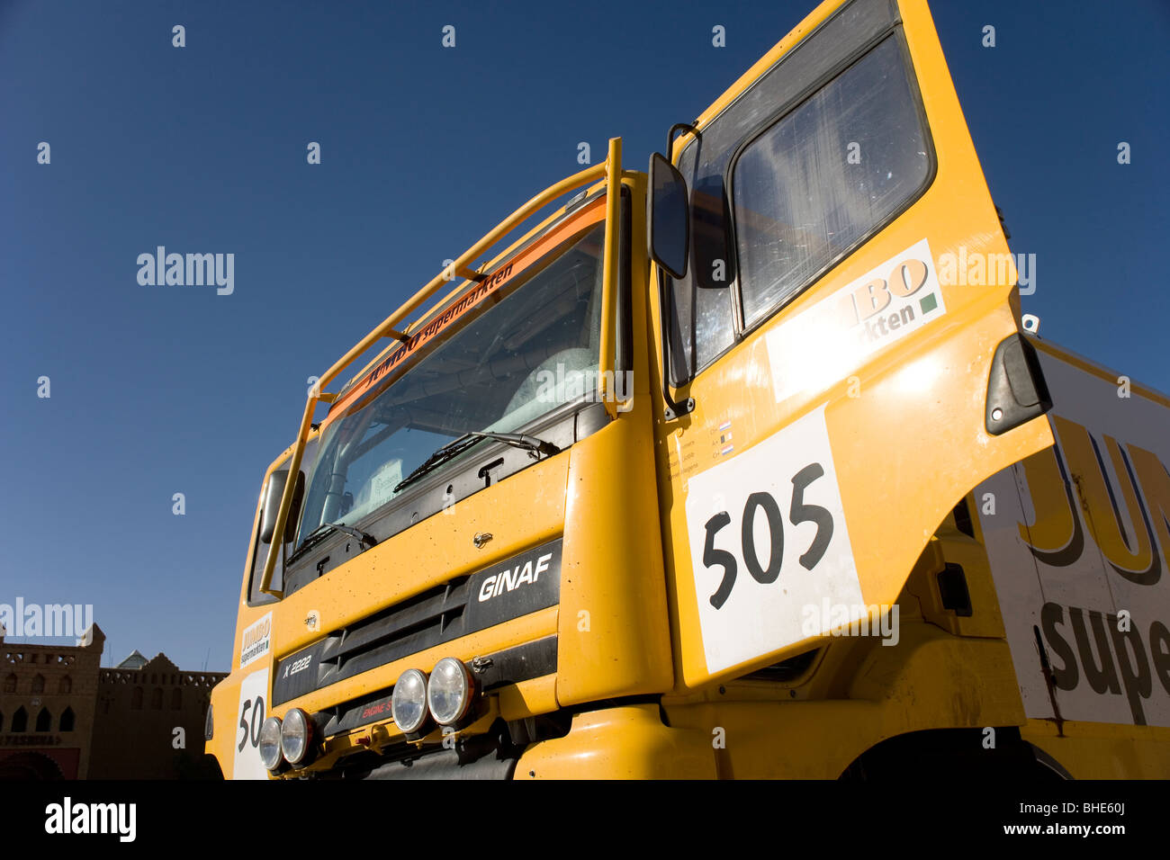 Desert racing truck at the Yasmina Hotel training for the Dakar Rally ...