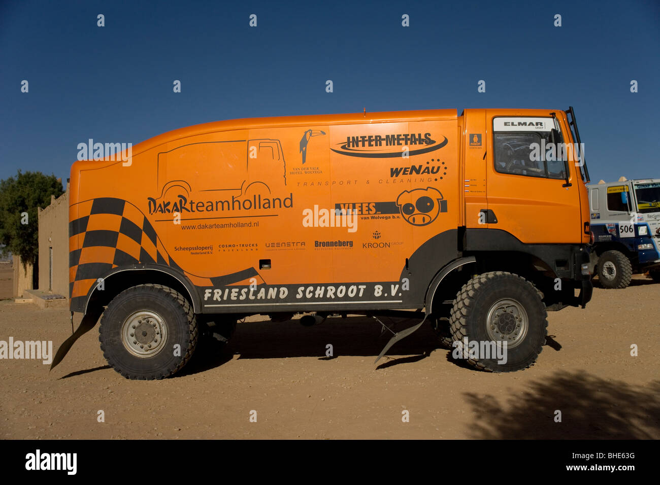Desert racing truck at the Yasmina Hotel training for the Dakar Rally ...