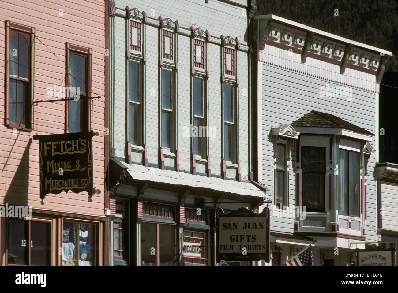 Victorian era buildings line the main street in Silverton, Colorado ...