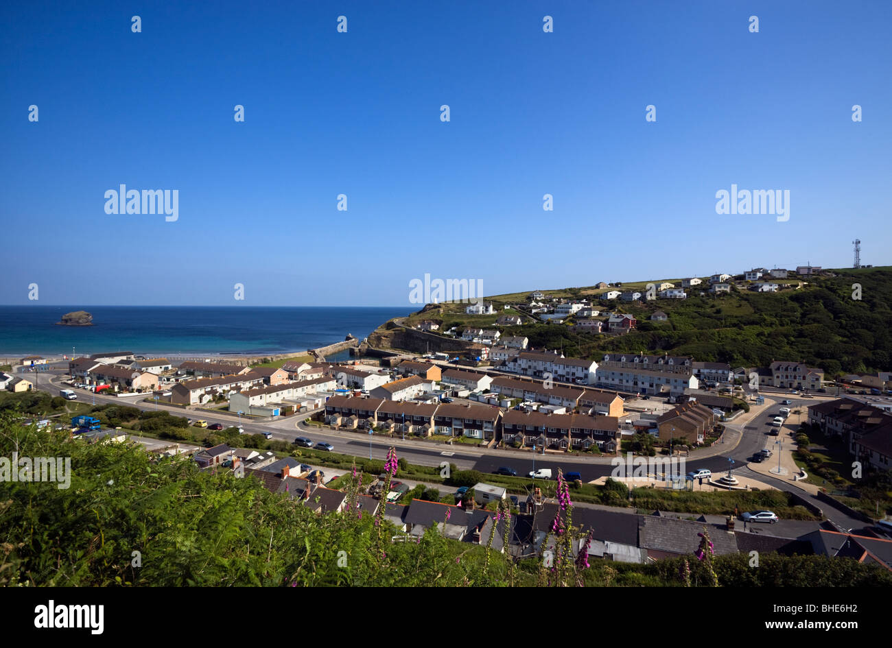 Aerial view of Portreath town in Cornwall Stock Photo - Alamy