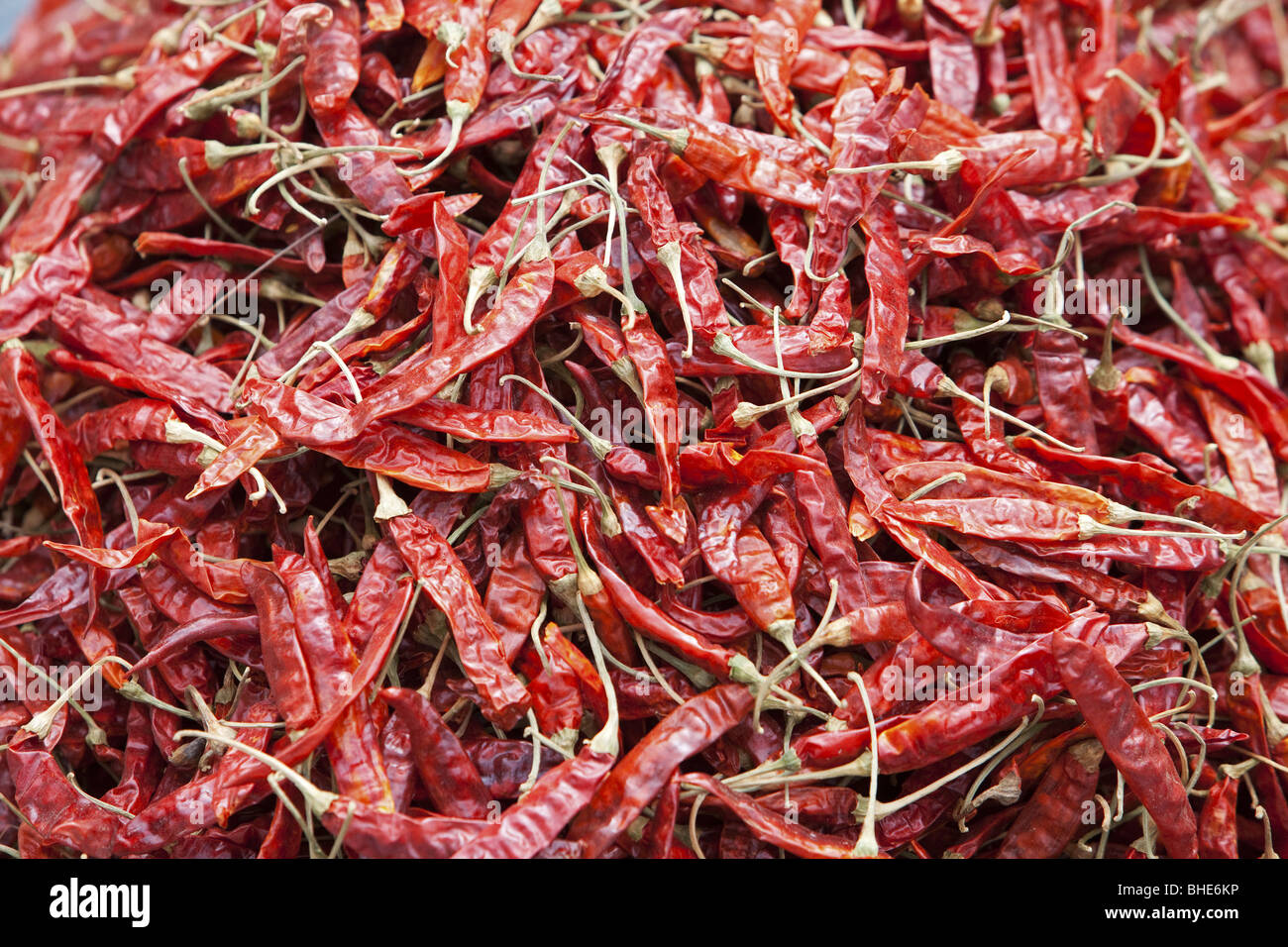 Dried chilli's in a Indian market puttaparthi Stock Photo - Alamy