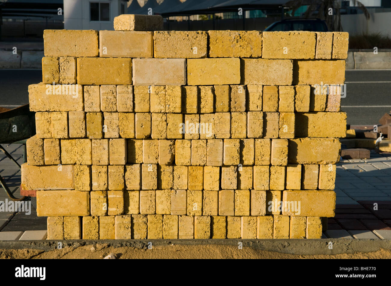 Sandstone bricks on a pavement/sidewalk in Doha, Qatar Stock Photo - Alamy
