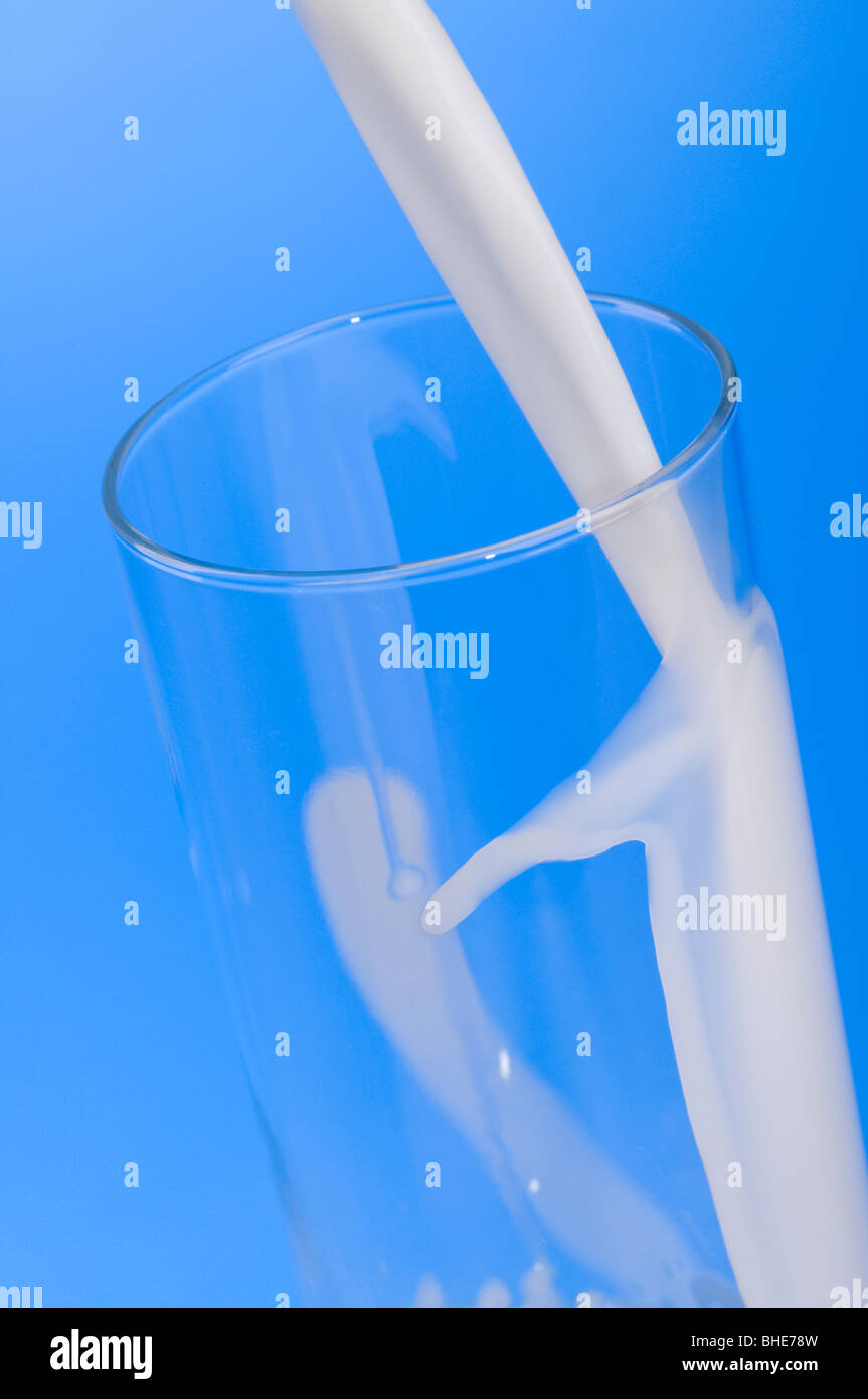 Stream of milk pouring into a glass Stock Photo - Alamy