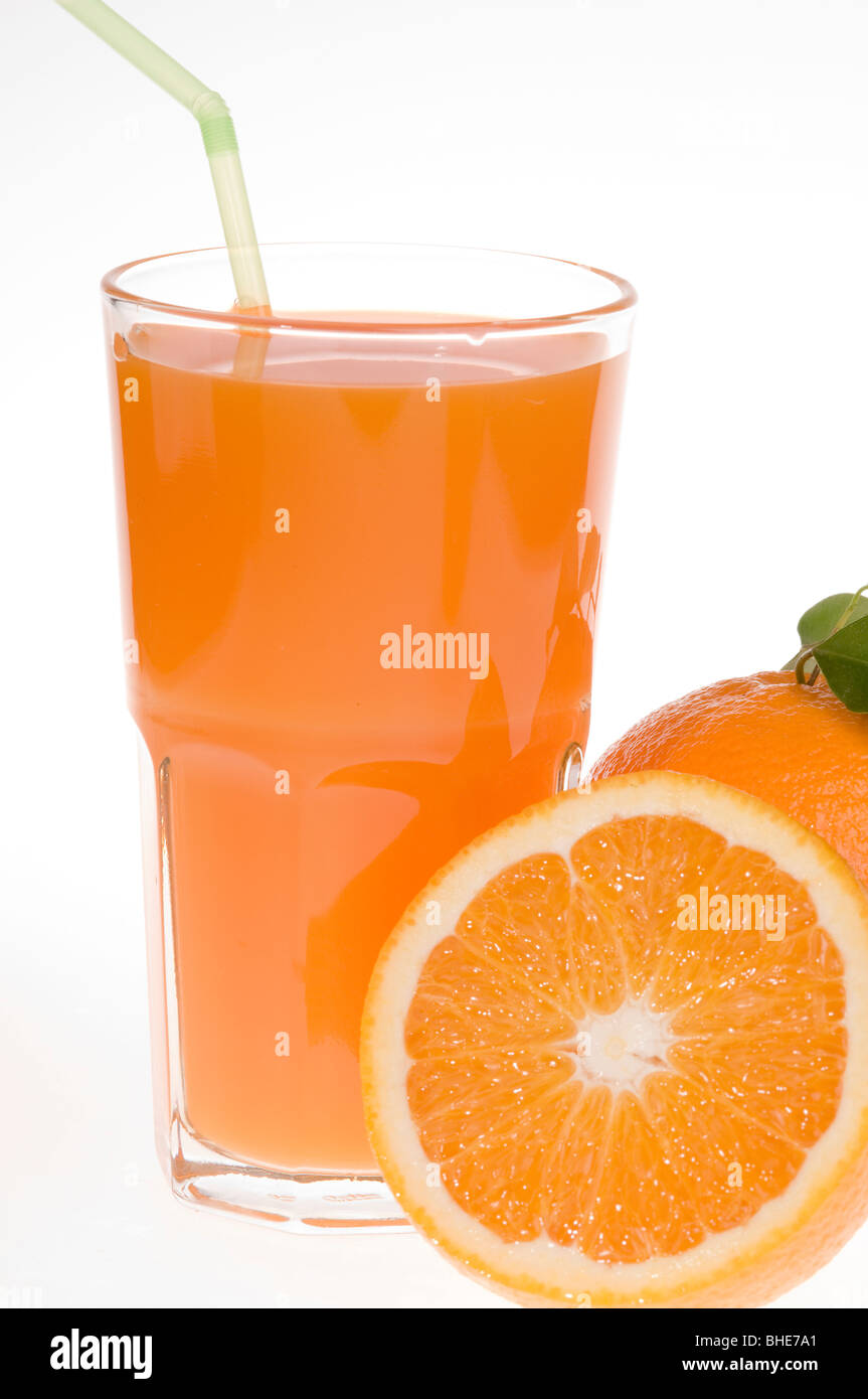 Fresh orange food and juice isolated over white background Stock Photo ...