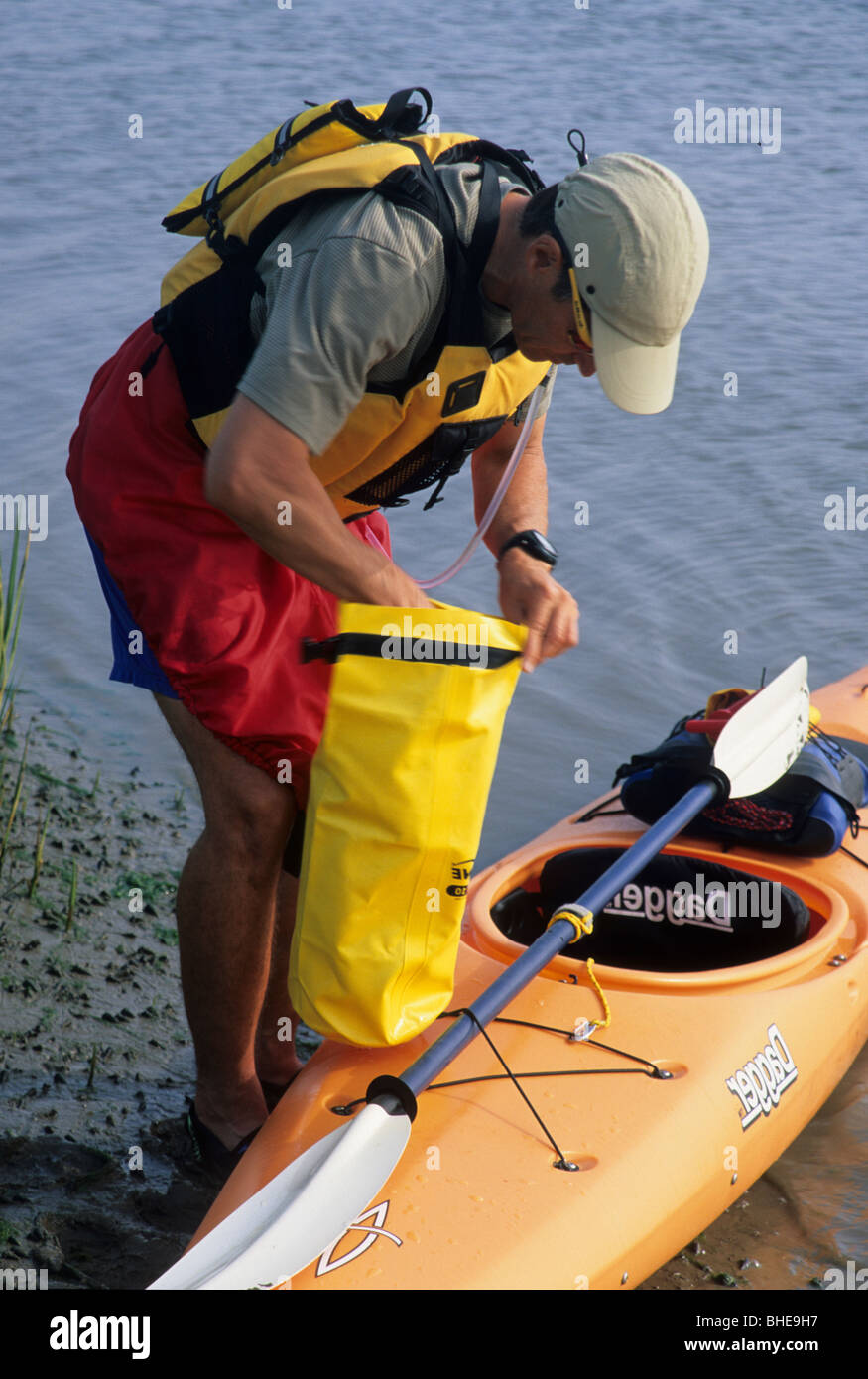 Man sea kayaking Stock Photo - Alamy