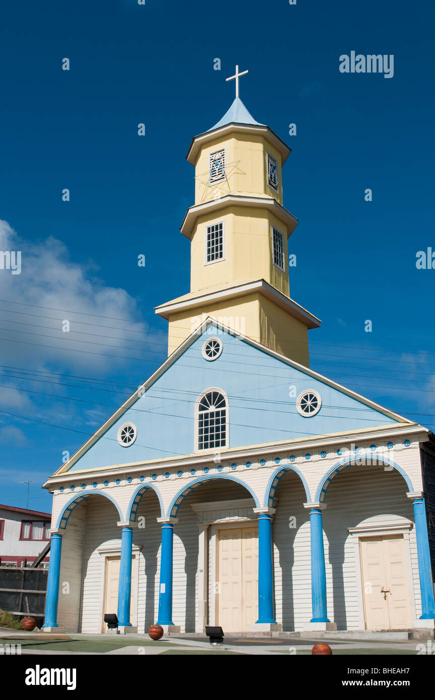 Traditional Chiloen Church in Chonchi, Chiloe Stock Photo - Alamy