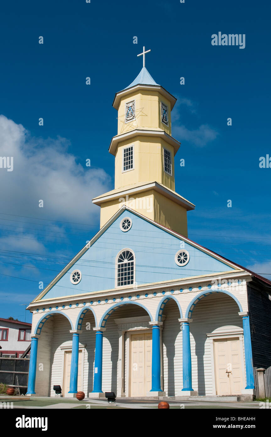 Traditional Chiloen Church in Chonchi, Chiloe Stock Photo - Alamy