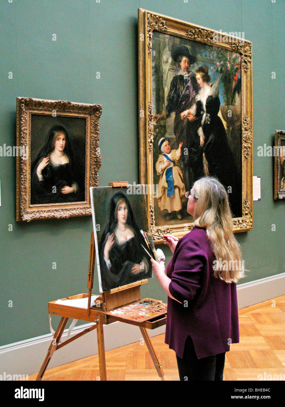 Woman copying painting Stock Photo - Alamy