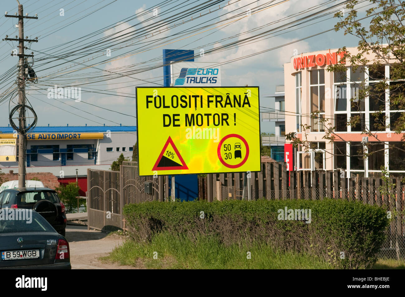 Warning road sign Cluj Napoca Romania Eastern Europe Stock Photo - Alamy