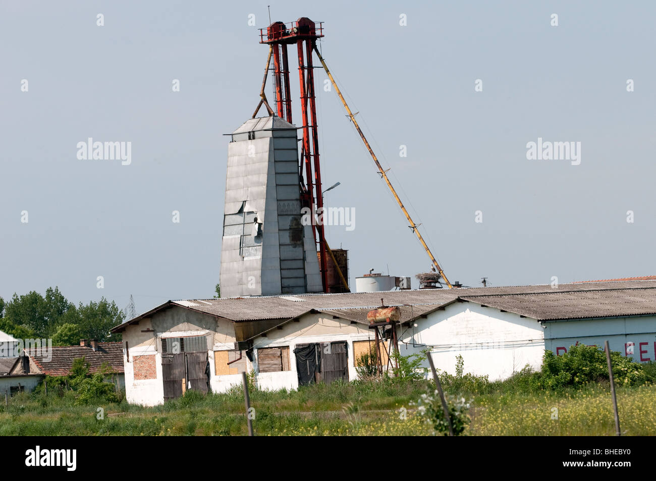 Mine shaft winding gear at Cegled Hungary Eastern Europe Stock Photo ...