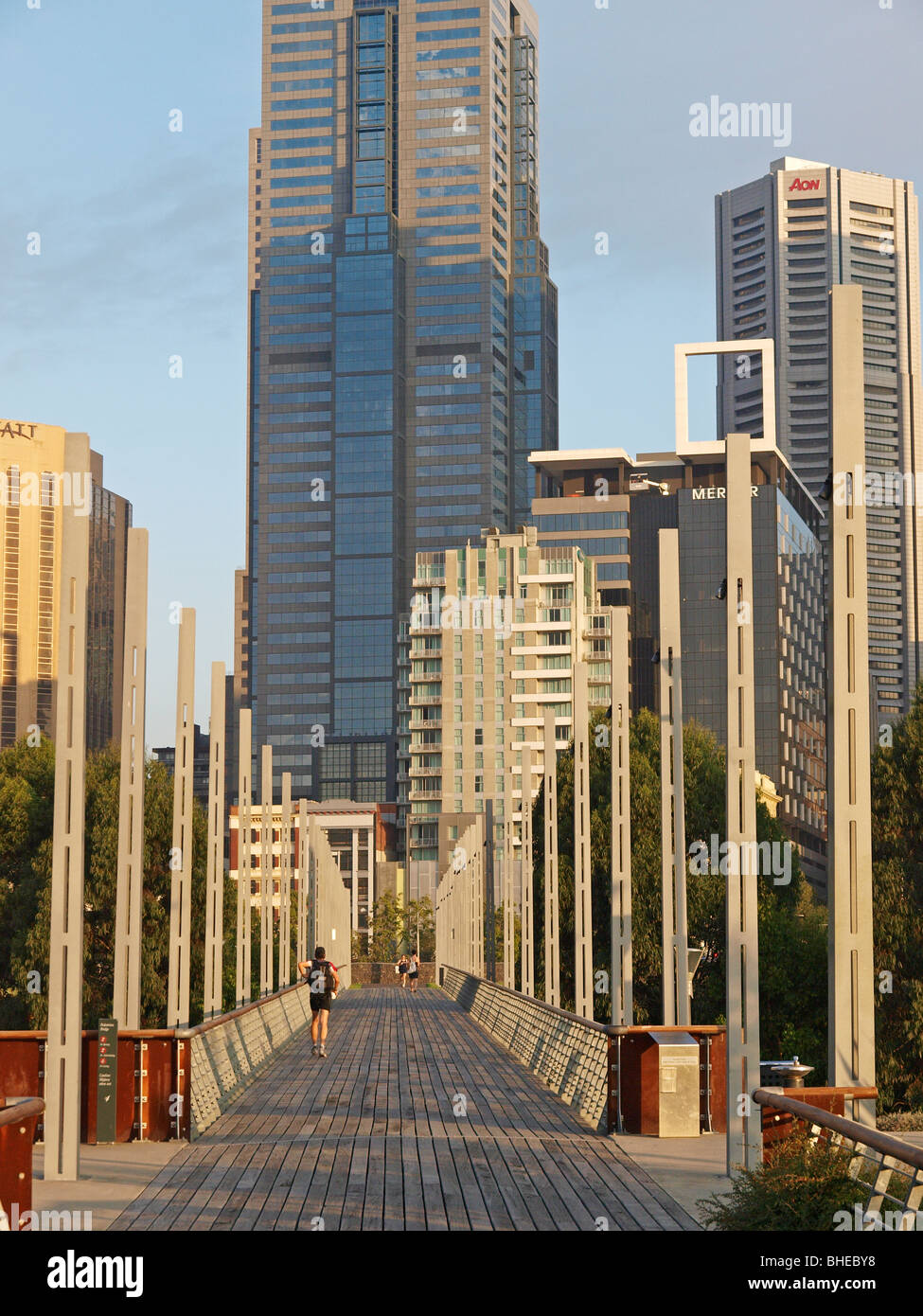 ELEVATED PEDESTRIAN BOARDED WALKWAY IN MELBOURNE VICTORIA AUSTRALIA ...