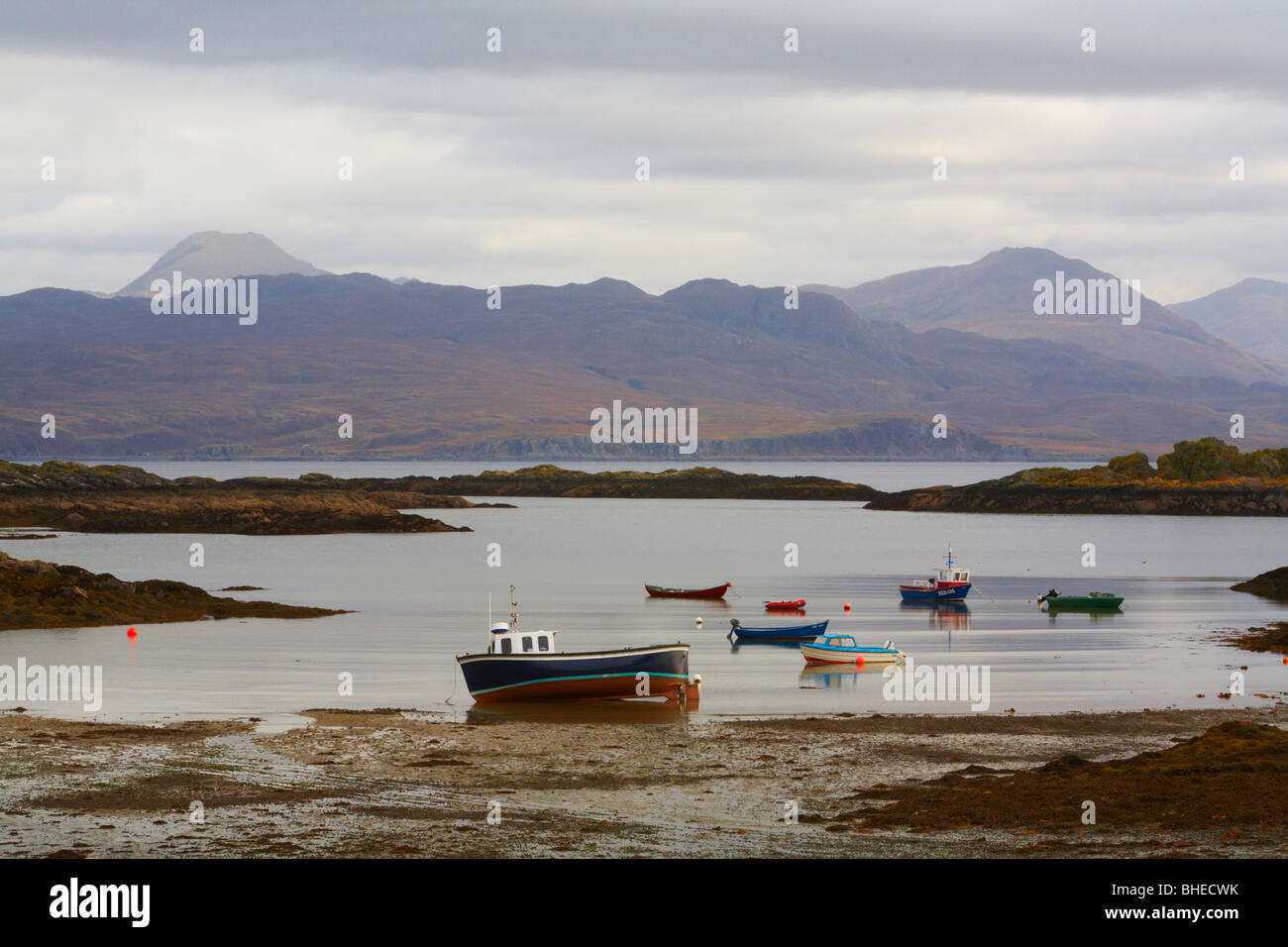Scotland Isle of Skye Sleat Peninsular view from Ardvasar across Sound ...