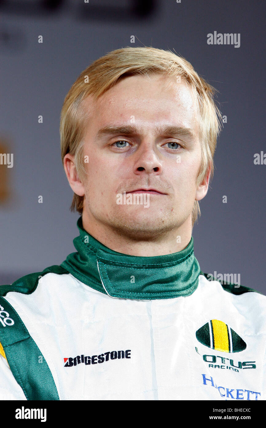 Finnish driver Heikki Kovalainen at Lotus Cosworth T127 Formula 1 car ...