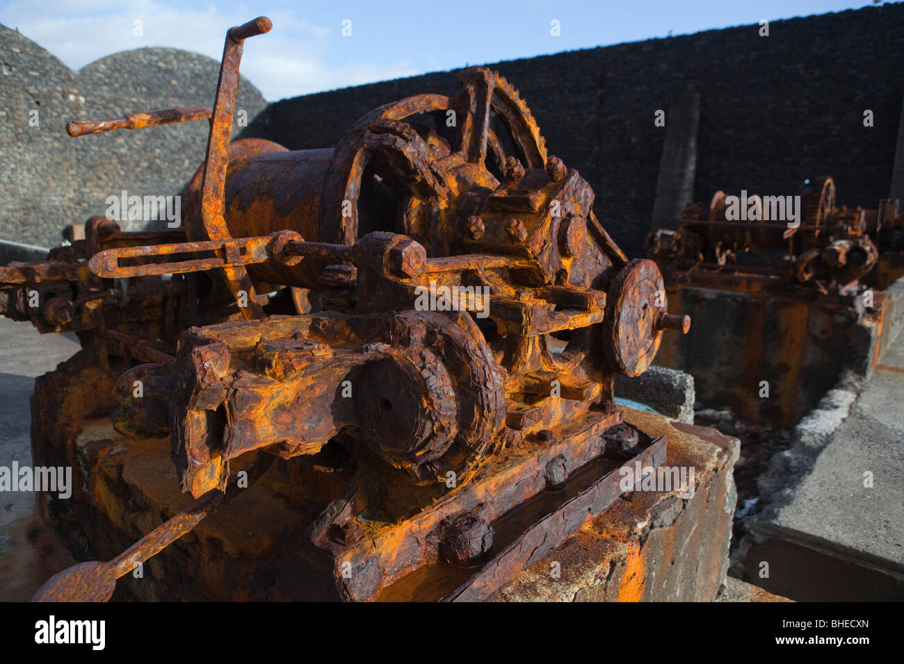 Old engine rusting at sea front in Funchal Stock Photo - Alamy