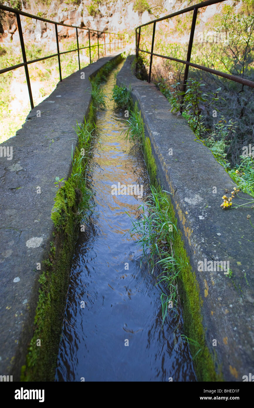 Levada near Funchal making an aqueduct over a small river Stock Photo ...
