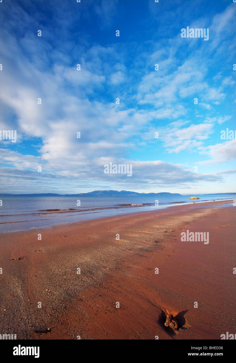The Isle of Arran from the beach at Seamill, Firth of Clyde, Scotland ...