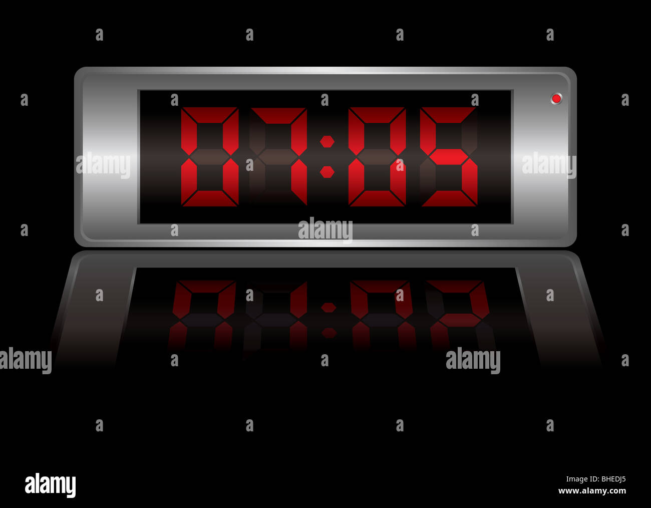 digital alarm clock with time to wake up and light reflection Stock ...