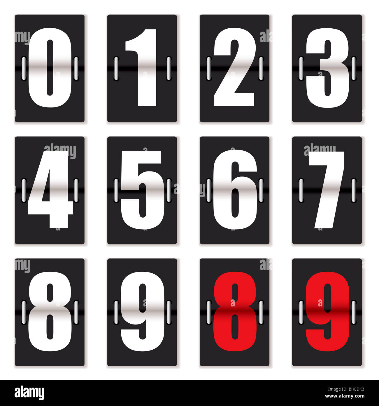 Old fashioned number counter with black background and red and white ...