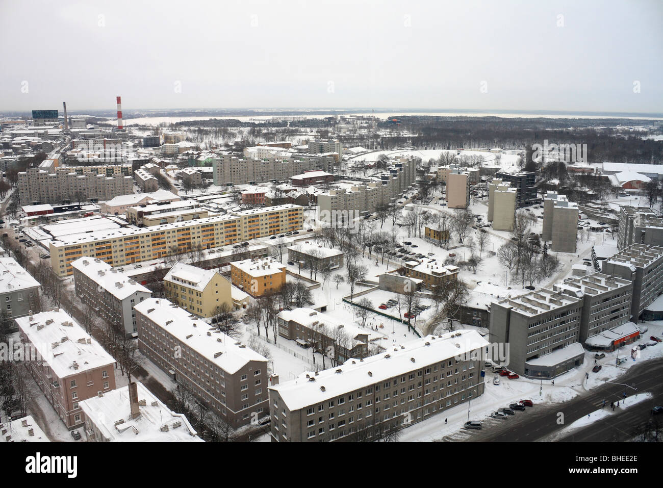 Birdseye view of the Tallinn skyline from the Swissotel tower, Tallinn ...