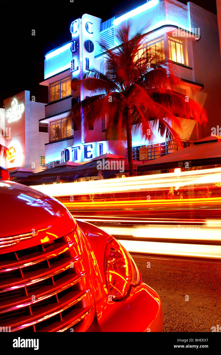 miami beach night scene Stock Photo - Alamy