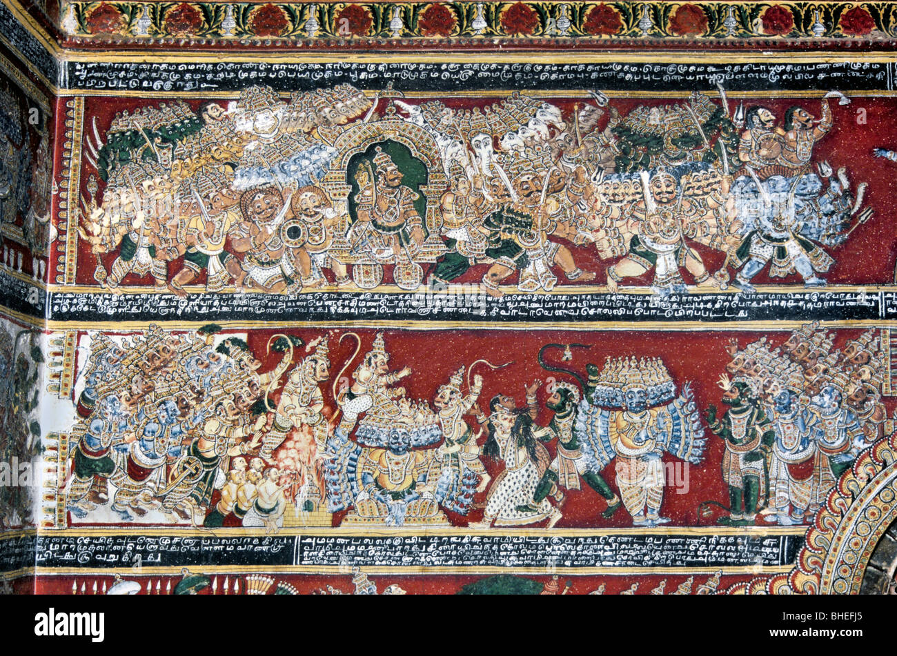 Two hundered year’s old Ramayana murals on the walls in Bodinayakanur ...