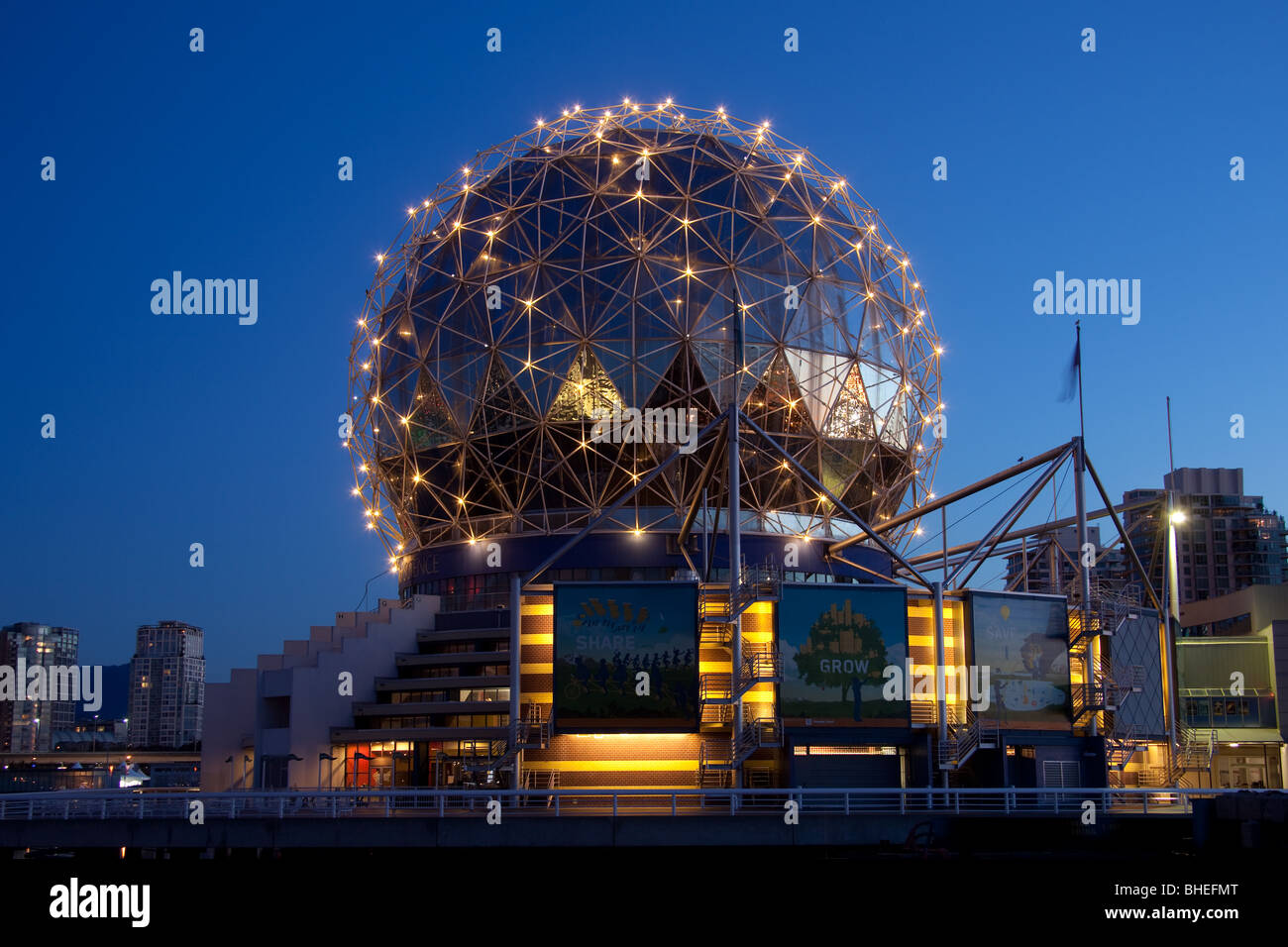 Vancouver's World of Science Museum at Dawn Stock Photo - Alamy
