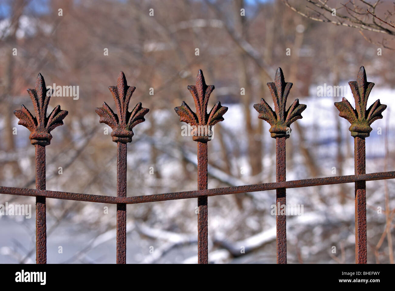 Rusted wrought iron fence Stock Photo - Alamy