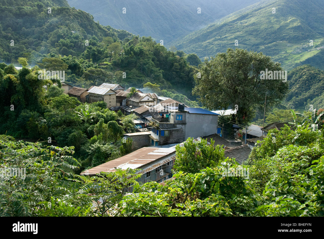 Bahundanda Village, Lamjung District, Annapurna Circuit, Nepal Stock ...