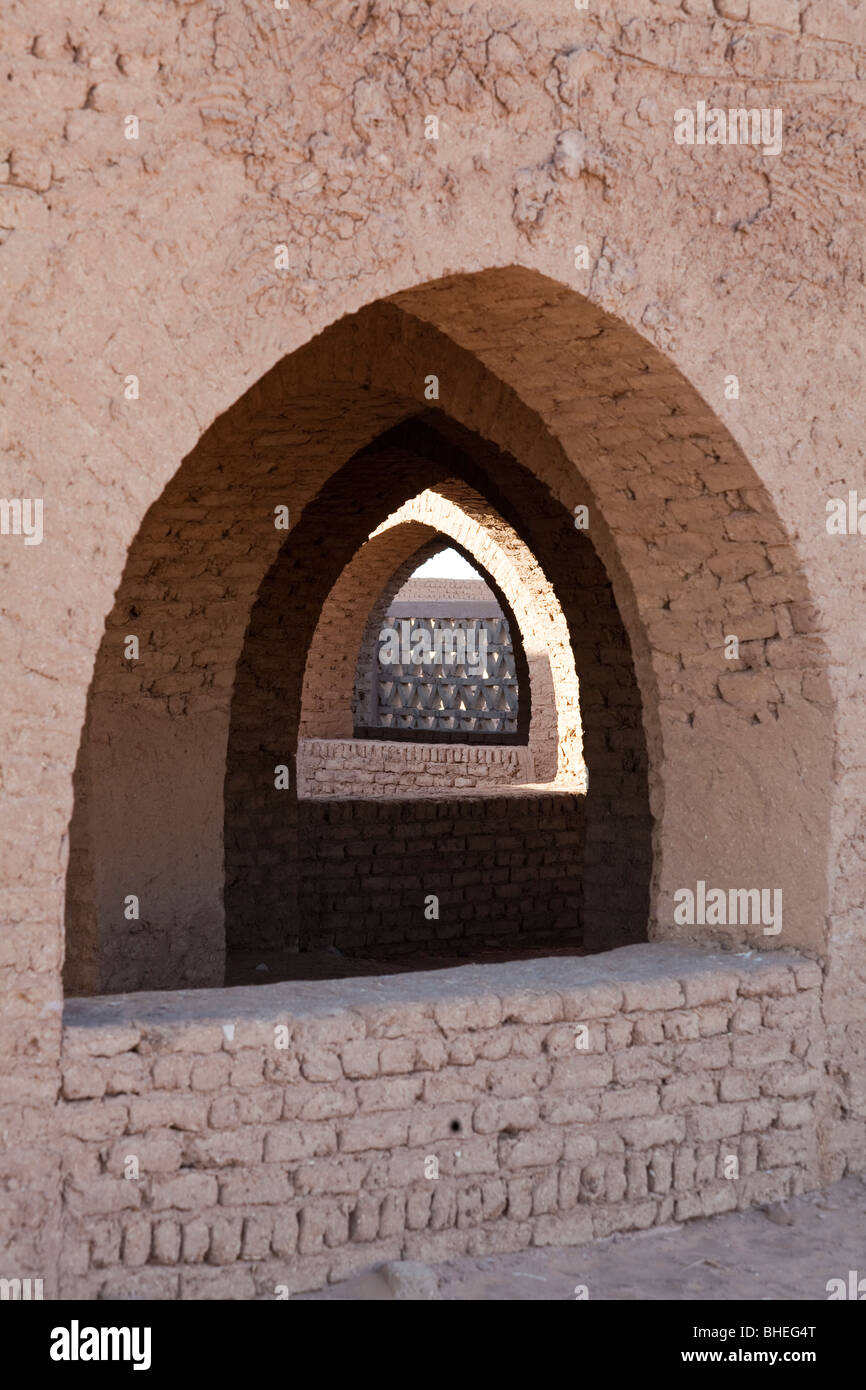 view of arches of social center, Hassan Fathy designed village of New ...