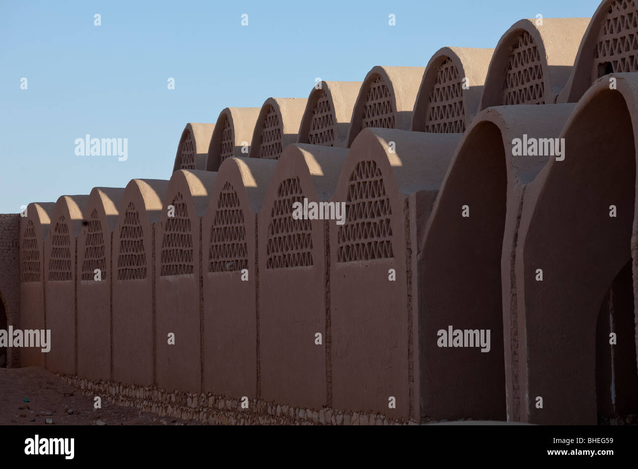 view of vaults of market, Hassan Fathy designed village of New Baris ...