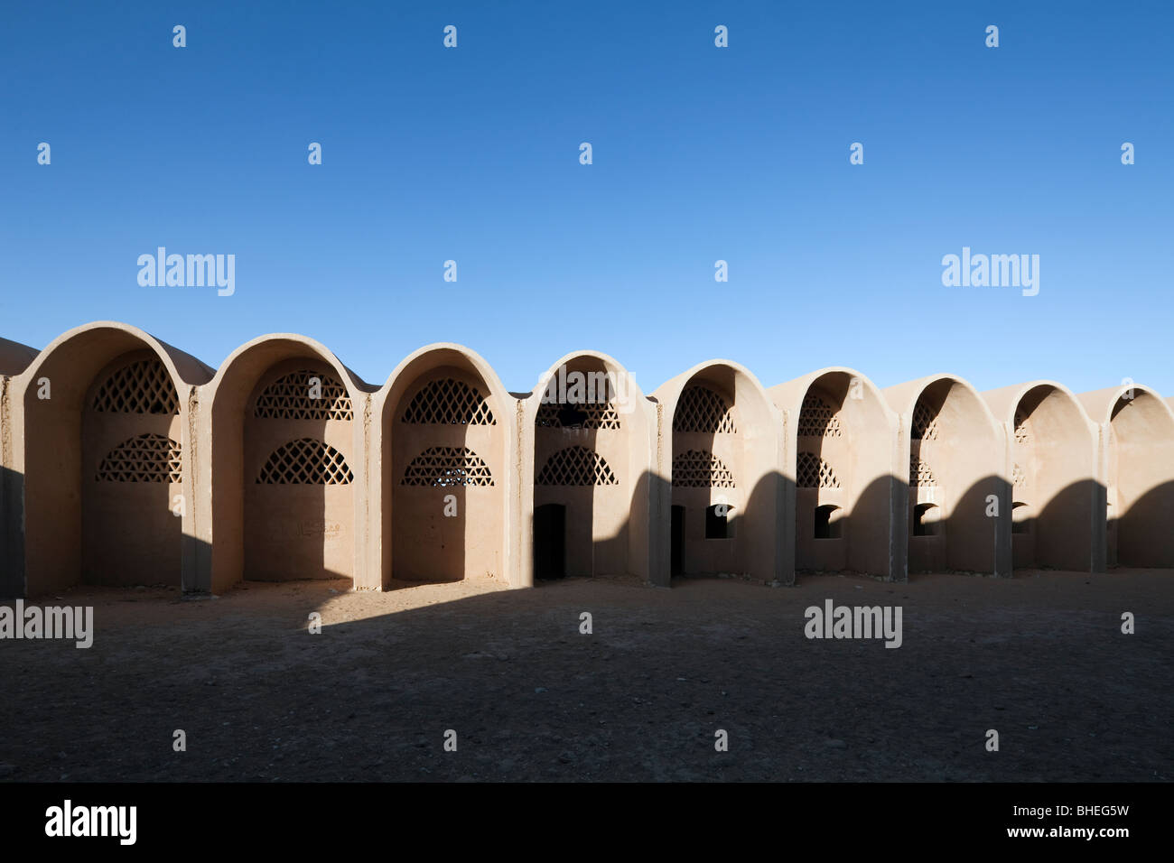 view of courtyard of market, Hassan Fathy designed village of New Baris ...