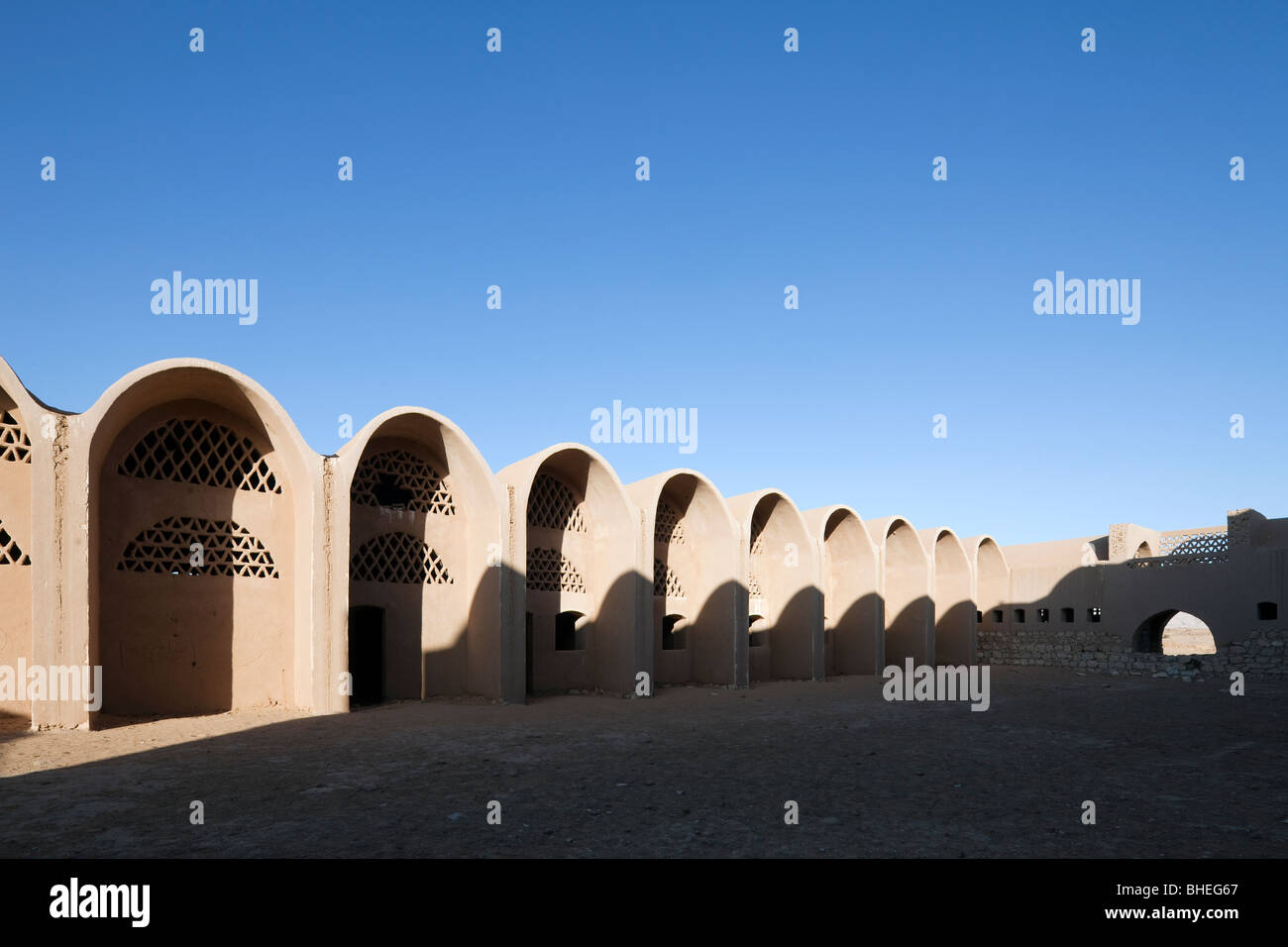 view of courtyard of market, Hassan Fathy designed village of New Baris ...