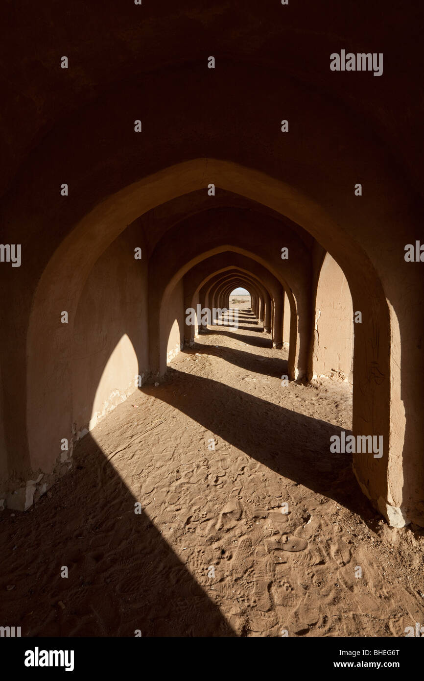 view of arcade in Hassan Fathy designed village of New Baris, Kharga ...